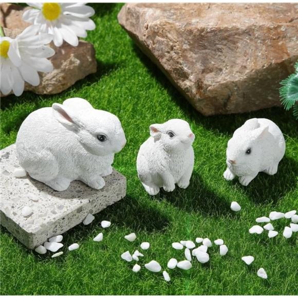 Accents | Rabbits Indoor Statue Table Decor Set Of 3 White Bunny ...